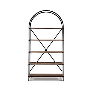 Signature Design by Ashley Galtbury Mixed Media Modern 5 Shelf Bookcase, Brown & Black