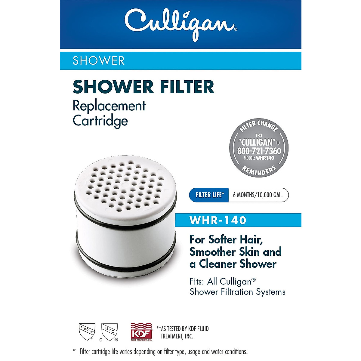Culligan WHR-140 WTR FiltrationCartridge Shower Filter Replacement Cartridge, 1 Count (Pack of 1), White