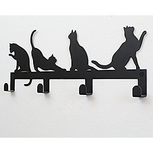 Stur-De Key Holder for Wall - Rustic Key Hooks for Wall for Hanging Accessories, Key Hanger for Wall for Farmhouse-Style Homes - Iron Wall Key Holder, Cats Key Rack for Wall - 14.75 x 5.5 x 1 Inches