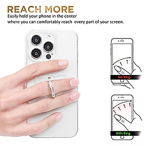 Clear Ring Holder Finger Stand Set of 2, Mavis's Diary Cute Bling Cell Phone Grip 360°Rotation Universal Luxury Crystal Metal Kickstand (Bear & Rabbit & Cat)