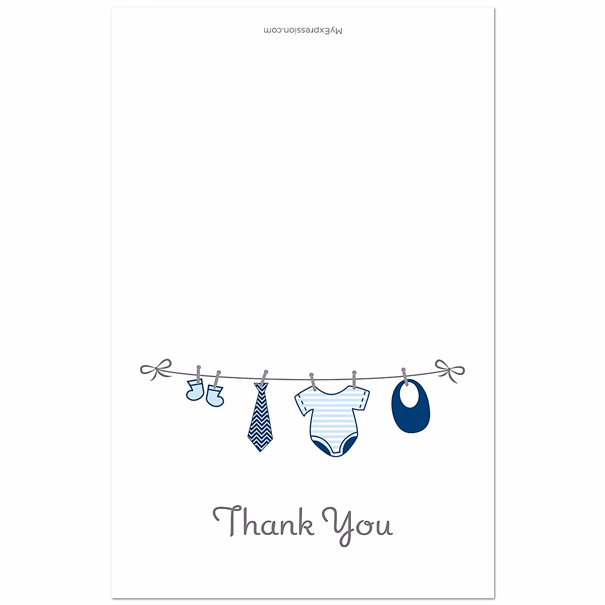 MyExpression 50 Cnt Hanging Baby Boy Cloth Baby Thank You Cards