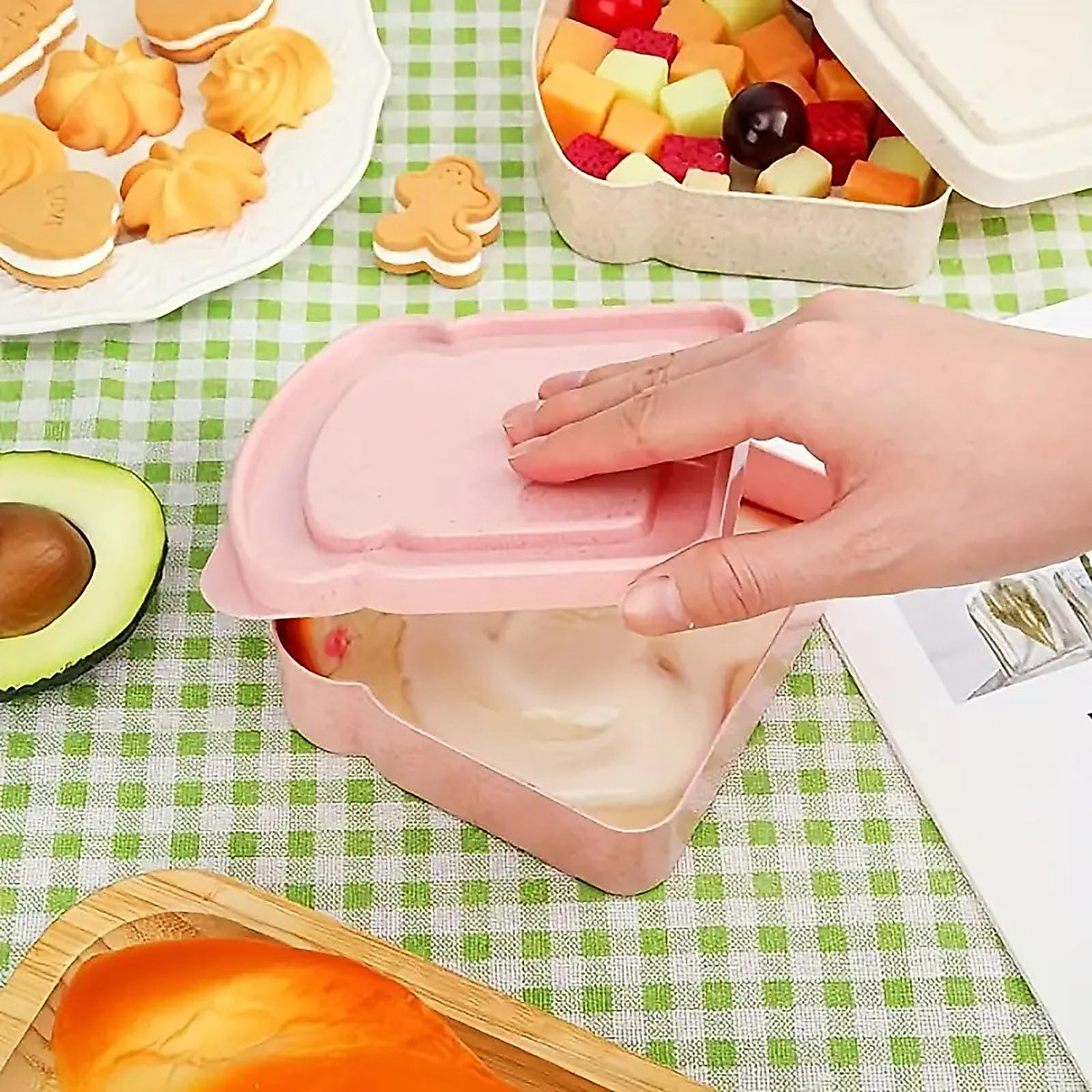 Sandwich Containers, 4 Pcs Sandwich Containers for Lunch Boxes Toast Shape Sandwich Box Reusable Food Storage Box with Lid for Lunch Prep Bread Snack Meal Microwave Dishwasher Safe (Colorful)