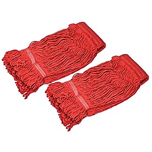 MECCANIXITY Commercial Mop Heads Replacement 40x27cm Cotton Yarn for Wet/Dry Mop Floor Cleaning Pads, Red Pack of 2
