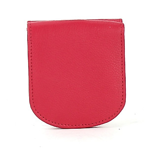 Bacci Leather Impressions Taxi Wallet - Soft Leather, Compact & Snap Pocket on Front, Folding Wallet, Small ID Cards & Coins Holder, Pouch for Men & Women, Coin Case (Leather, Pink)