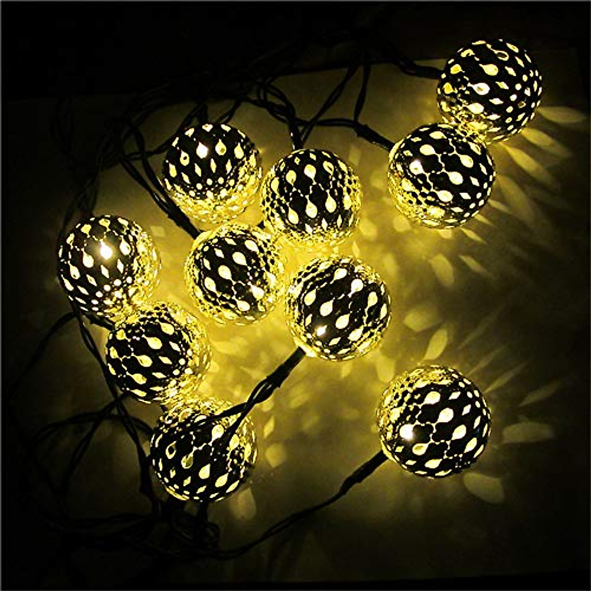 WESSD Solar Powered String LED Globe String Lights, Outdoor Starry Lights, Moroccan Fairy Lights, Backyard Lamp for Home, Garden, Party, Festival Decoration