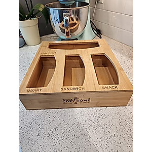 Ziplock Bag Storage Organizer and Sandwich Bag Organizer for Kitchen Drawer - Bamboo Organizer for Sandwich Bags and Ziplock Bag Holder - Plastic Baggie Storage - Zip Lock Bag Organizer