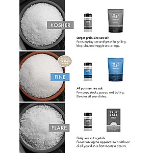 True Salt Fine Grain Salt - All Natural Gourmet Sea Salt - Perfect for Keto, BBQs, Grilling, Pasta, Sauces, Soups, Baking, Rubs, Steak, Chicken, Vegetables, Seafood, Bread, and Popcorn - 16 oz bag