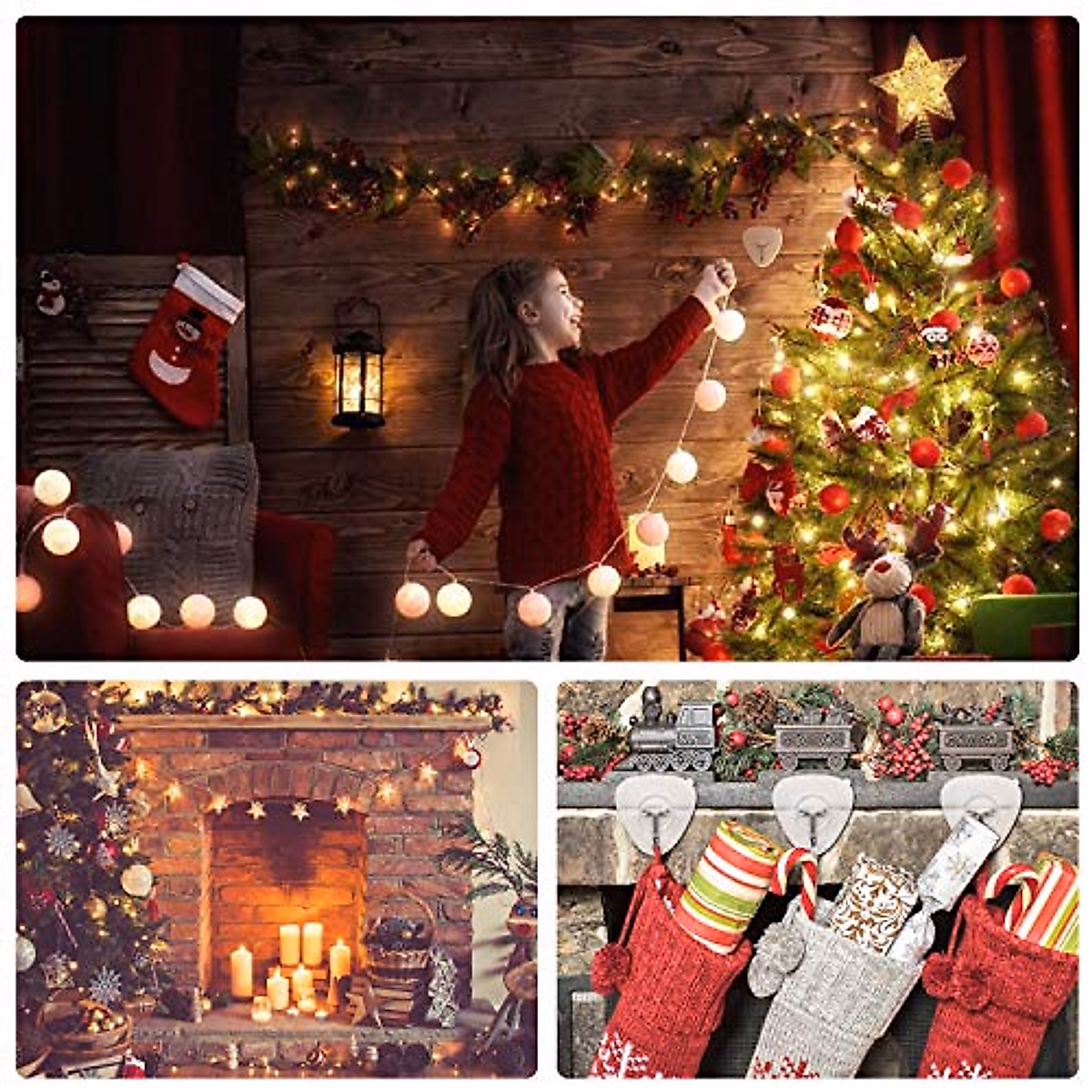 ASOFFI 37 Pack Triangular Self Adhesive Hooks, Waterproof and Oil Proof Seamless Utility Wall Hooks for Home Kitchen Bathroom Chistmas Wreath Light Hanger (37)