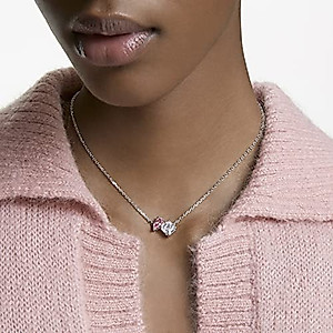 SWAROVSKI Attract Soul Necklace with Square Cut Clear and Pink Crystal on a Rhodium Plated Setting with Matching Chain