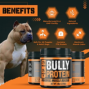 MBF SUPPLEMENTS Bully Protein & Vitamins for Dogs with Toy, 238mg Growth & Mass Gainer Supplement, 30 Days Supply Muscle Up Max for Pitbull, Bully and Bulldog