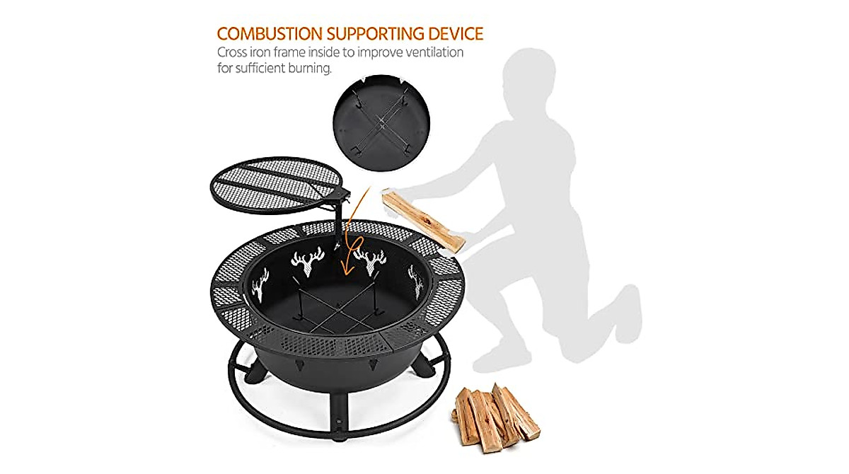 Yaheetech 32in Fire Pit with Swivel Grill Grate