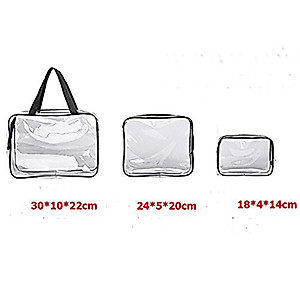 mkki 3pcs Clear Portable Makeup Cosmetic Toiletry Travel Bath Wash Storage Bag Transparent Waterproof Pouch Organizer Make Up Bag