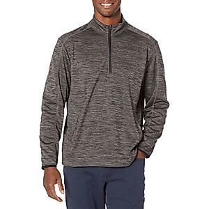 PGA TOUR Men's Textured Fleece 1/4 Zip Jacket Base Layer, Caviar HTR, X-Large