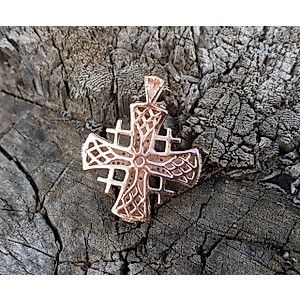 Nazareth Store Crusaders Jerusalem Cross Pendant Necklace Gold Plating 18k Enamel Crystallized Stones 1.3" (Black)