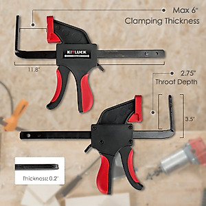 Track Saw Clamp, KITLUCK Track Saw Guide Rail Clamp for Woodworking, Quick Release Clamp for Circular Saw Guide Rail System, 6" Clamping Thickness, Universal Wood Track Clamps for Woodworking-2 Pcs