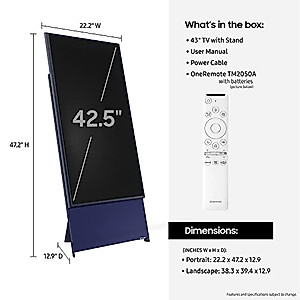 SAMSUNG 43-Inch Class The Sero LS05B Series - QLED 4K, Rotating screen, Matte Display, Premium Speakers Smart TV w/ Alexa Built-in (QN43LS05BAFXZA, Latest Model)
