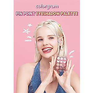 COLORGRAM Pin Point Eyeshadow Palette 02 Pink+Mauve= | Eyeshadow Palette for Daily makeup, Ultra-Blendable, Matte, Glitter, Shimmer Shades