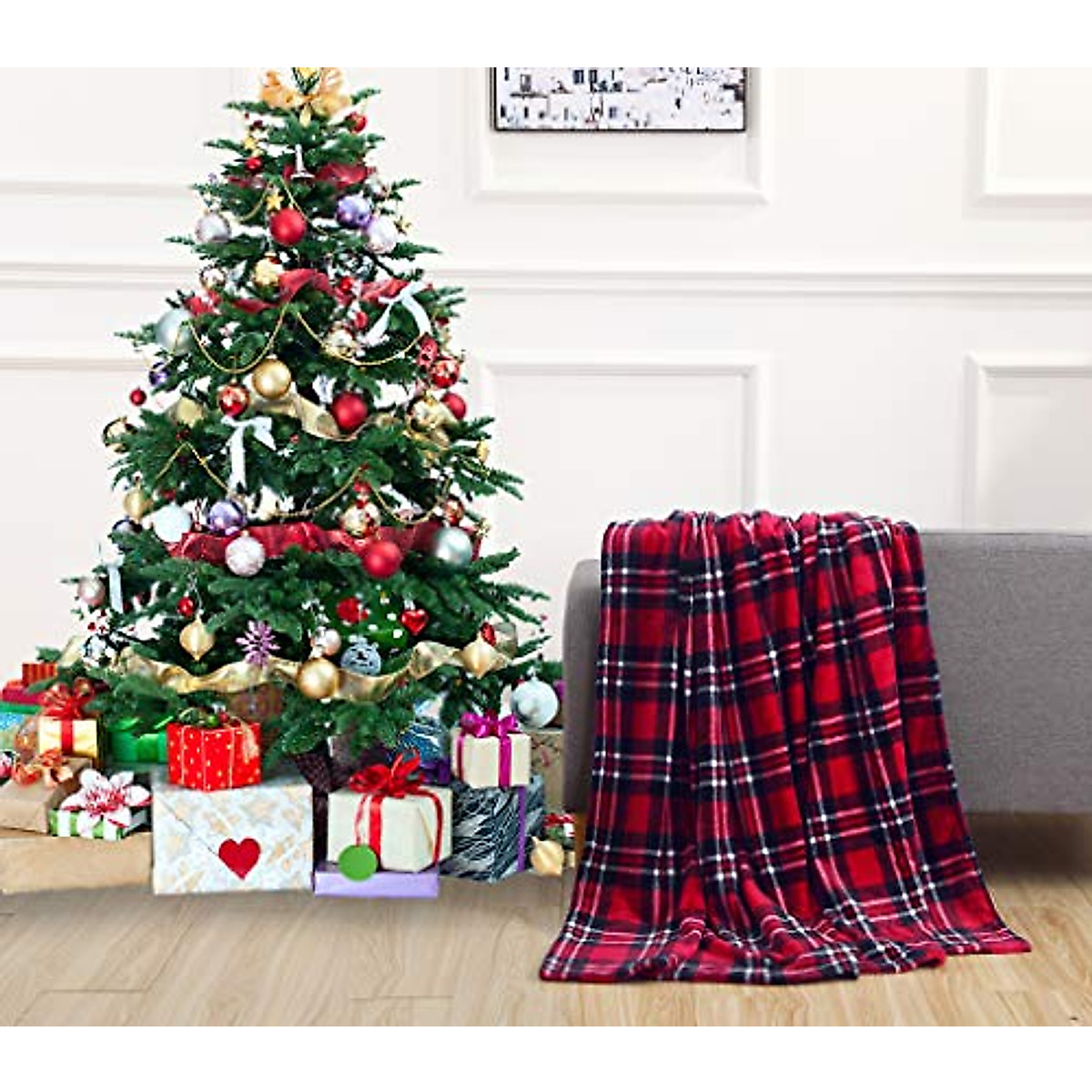 Valerian Luxury Velvet Super Soft Light Weight Blanket Prints Fleece Year Round Home Decor Fuzzy Warm and Cozy Throws, Couch and Gift, 50 x 60 inch, Plaid