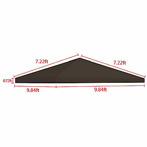 Timoau Gazebo Canopy Replacement Top 10'x10' - Single Tier Patio Canopy Cover - Square Replacement Canopy Gazebo Top - Waterproof 300D Canvas Gazebo for Patio Garden Outdoor (Two Tier, Coffee)