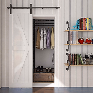 CCJH Sliding Barn Door Hardware Kit 4FT for Single Wood Door Heavy Duty Slide Smoothly and Quietly