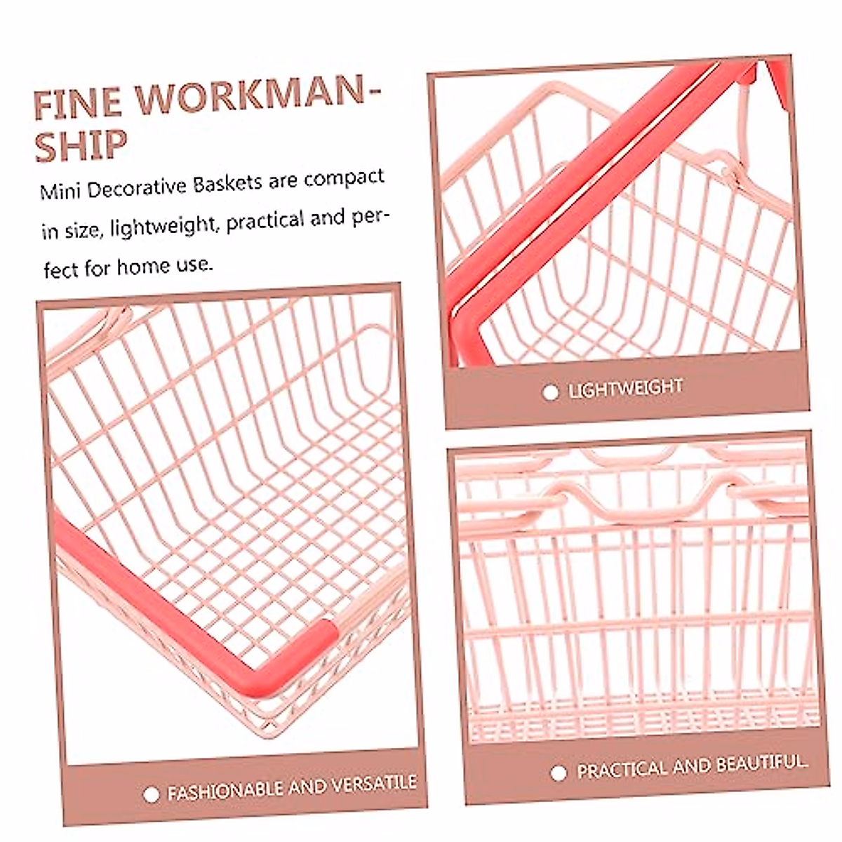 TIDTALEO Shopping Basket Hanging Basket Grocery Basket Makeup Hamper Plastic Storage Baskets Storage Baskets Pink Storage Basket Shopping Storage Basket Pretend Play Shopping Basket