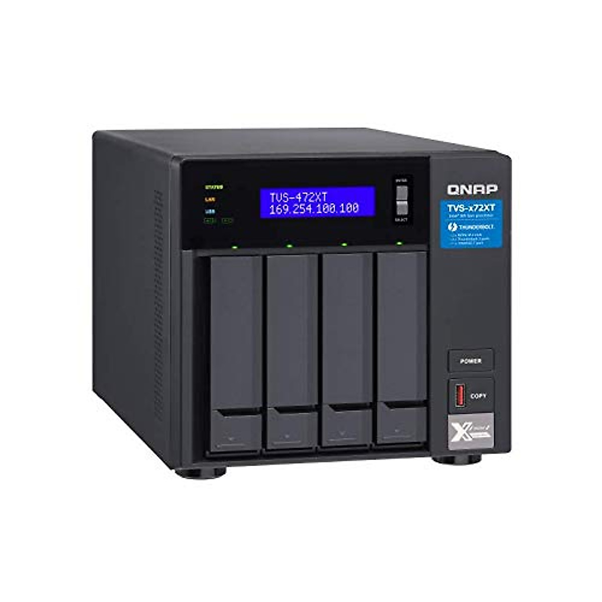QNAP 4 Bay Thunderbolt NAS with 12TB Storage Capacity, Preconfigured RAID 5 Seagate IronWolf Drives Bundle (TVS-472XT-PT-4G-44R-US)