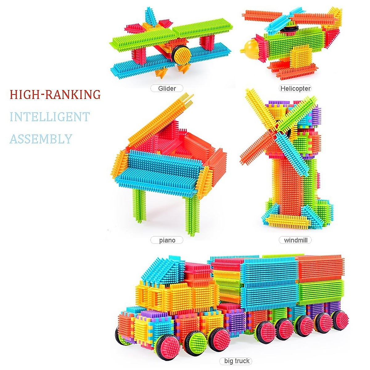Teytoy 100 Pcs Bristle Shape Building Blocks Toy Set for toddlers Kids
