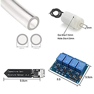 WayinTop Automatic Irrigation DIY Kit Self Watering System with PDF Tutorial, 4pcs Capacitive Soil Moisture Sensor 4Channel 5V Relay Module and 4pcs Water Pump + 4M Vinyl Tubing for Garden Plant