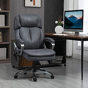 Vinsetto Big and Tall Strong Vibration Massage Office Chair, Swivel Microfiber High Back Chair, Computer Chair with Adjustable Height, 400 lbs, Gray