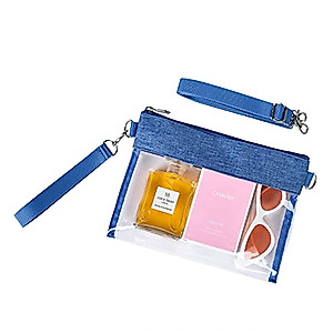 USPECLARE Clear Crossbody Purse Bag Stadium Approved Clear Tote Bag for Work Concert Sports(Blue)