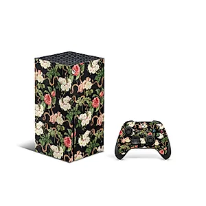 ZOOMHITSKINS Compatible with X1 Series X, Black Flowers Green Wall White Red Pink, Durable, Bubble-Free, Made in USA