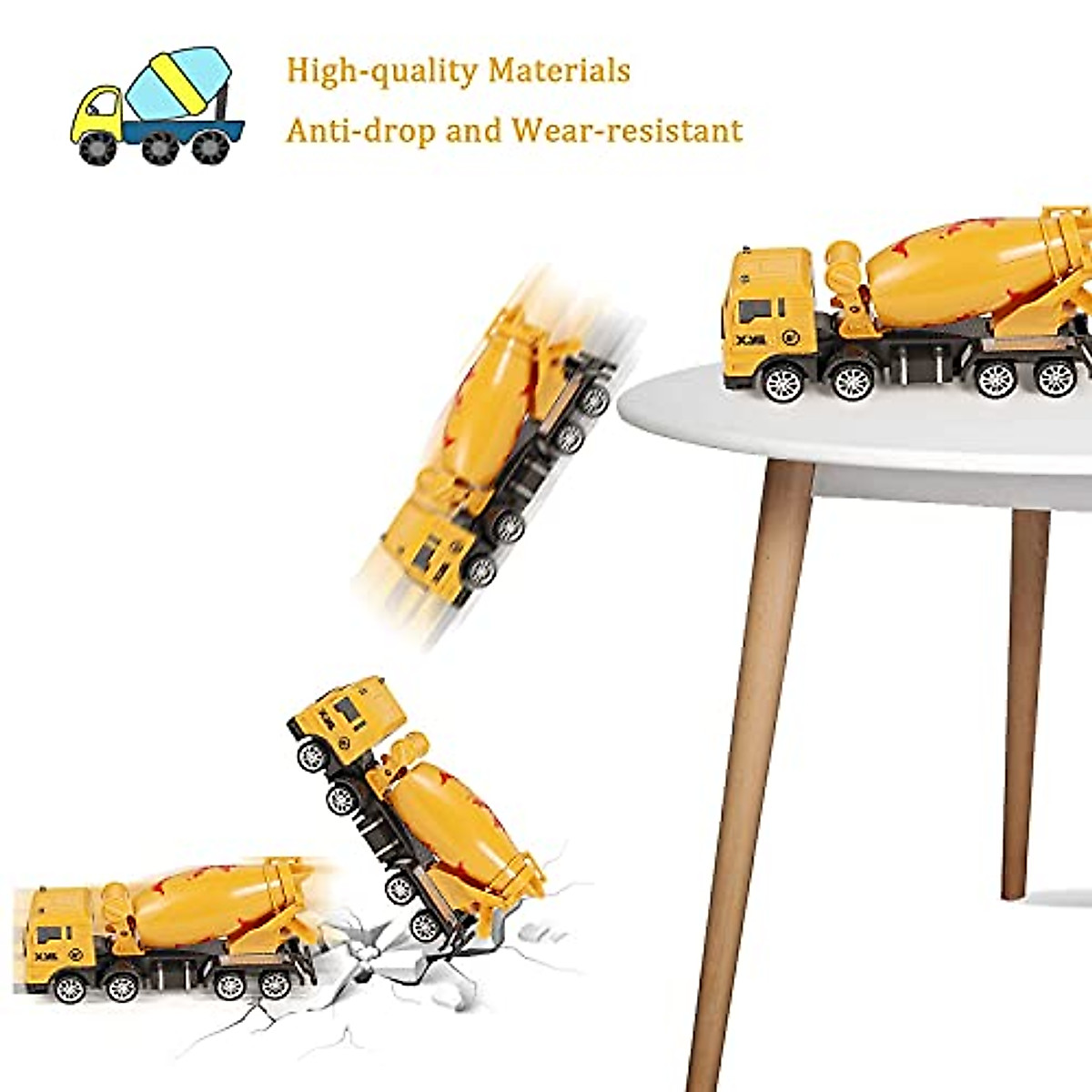 DOLIVE Construction Site Vehicles Toy with Mat, Crane Toy Tractor, Tower Crane Truck, Dump Trucks, Excavator, Cement Mixer Trucks, Kids Engineering Playset for 3+ Year Olds Boys Girls