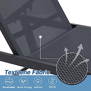 Mutaomay Lounge Chairs Set of 2, Aluminum Pool Furniture Outdoor Patio Chaise Lounge 5 Position Adjustable Lounge Chair Outside All Weather for Patio, Beach, Poolside, 300 LBS Weight Capacity