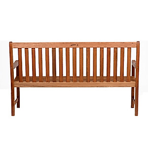 Amazonia Milano 5-Feet Patio Bench | Eucalyptus Wood | Ideal for Outdoors and Indoors, Light Brown
