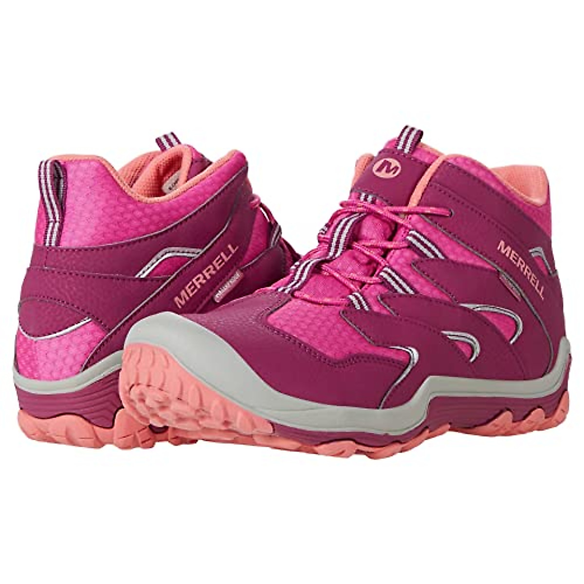 Merrell unisex child Chameleon 7 Mid Alternative Closure Waterproof Hiking Boot, Berry, 2 Big Kid US