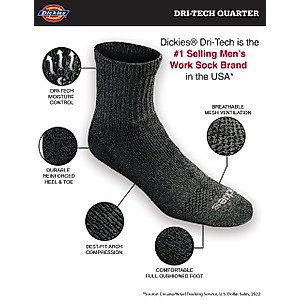 Dickies Men's Dri-Tech Moisture Control Quarter Socks, Available in M-XXL (6, 18, Grey/Blue/Brown (12 Pairs), Large