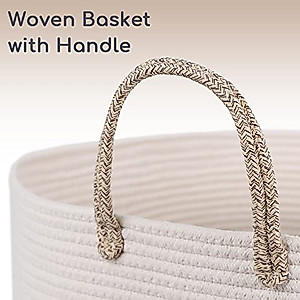 MXMHOME Large Baskets for Blanket - 21.6" X 21.6" X 13.7" Blanket Basket for Living Room, Soft Blanket Storage Basket, Kids Toy Storage Baskets, Woven Baskets for Storage, Living Room Storage Basket