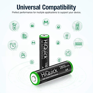 HiQuick 8 Bay Smart Battery Charger with 4AA and 4AAA Battery + 4 AA 4 AAA Rechargeable Batteries