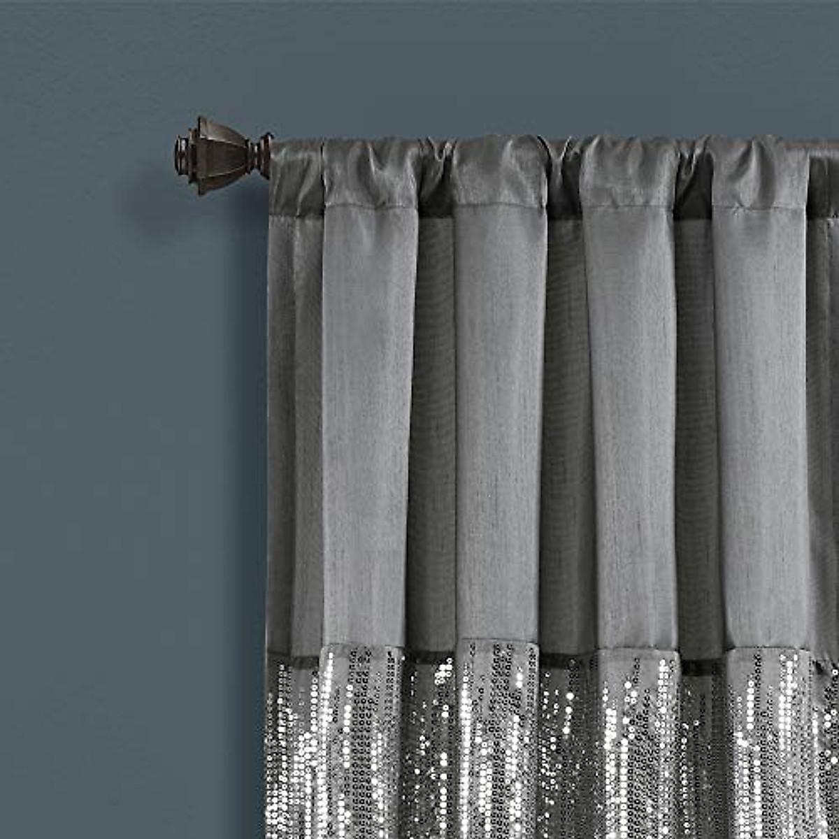 Lush Decor Night Sky Window Curtain Panel for Living, Bedroom, Dining Room (Single Curtain), 42"W x 95"L, Gray & White