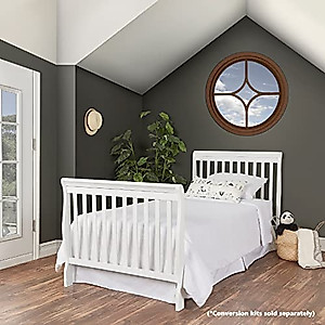 Dream On Me Aden 4-in-1 Convertible Mini Crib In White, Greenguard Gold Certified, Non-Toxic Finish, New Zealand Pinewood, With 3 Mattress Height Settings