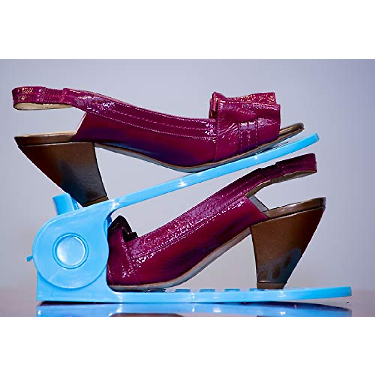 shoe pal Shoe Organizer, 4 Adjustable Heights Space Saver, Large Ventilated Base, High Heels Secure Docking and Backstop, 4 colors set, Made in USA