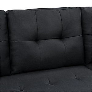 Oadeer Home 86" Reversible Sleeper Sofa with Chaise Storage Sectional, Black