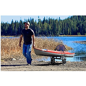 Suspenz Kayak Canoe Transport Cart, All-Terrain Super Duty Trolley Carrier with No-Flat Airless Wheels and Kickstand, 300 lb Load Capacity, Black (22-9908)