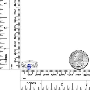 Gem Stone King 925 Sterling Silver 7X5MM Oval Gemstone Birthstone Twisted Olive Branch Leaf Vine Band Wedding Ring For Women | Available In Size 5, 6, 7, 8, 9