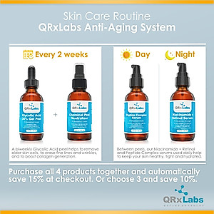 QRxLabs Peptide Complex Serum for Face - Collagen Booster with Hyaluronic Acid & Chamomile Extract - Reduces Wrinkles, Heals & Repairs Skin, Tightening Effect - Hyaluronic Acid Serum for Face