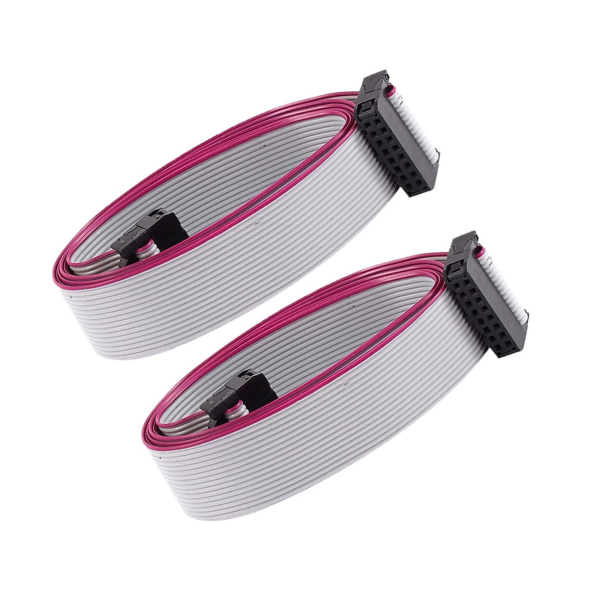 XJS IDC Connector Flat Ribbon Cable, F/F, 2.54 mm Pitch, 1 m, 2 Pcs (16 Pins)