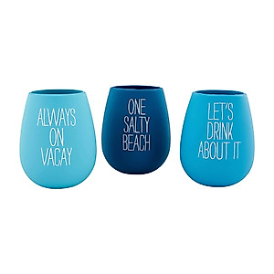 Mud Pie Beach Silicone Wine Glass, 16 oz, Let's Drink