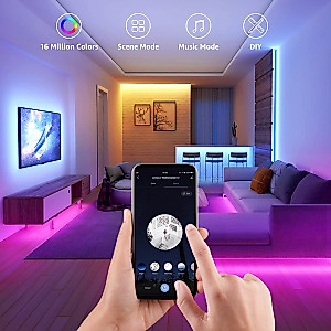 Lepro Led Strip Lights 16.4ft Smart Light Strips with App Control Remote, 5050 RGB Led Lights for Bedroom, Music Sync Color Changing Lights for Room Party