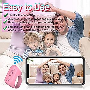 Upgrade Scroll Ring Bluetooth, TIK Tok Bluetooth Remote Control Page Turner, TUZTUALA 3 in 1 Function TIK Tok Remote, Scrolling Ring Compatible with iPhone iPad Android Cell Phone, Pink