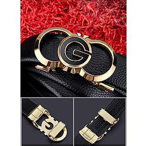 VANNANBA Leather ratchet Belts for Men Automatic Buckle Casual Work Dress Belt with Gift Box